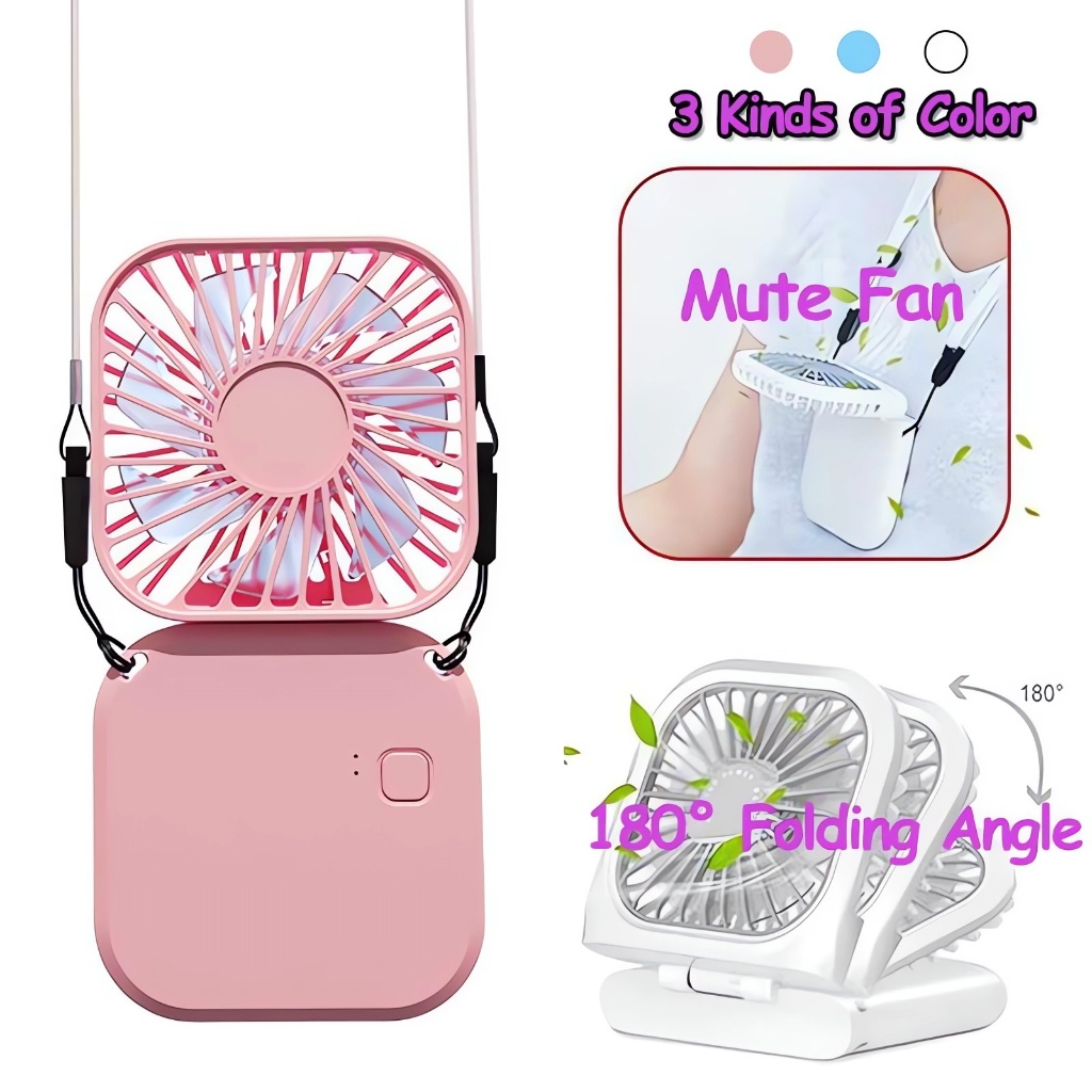 Foldable Pocket Fan Handheld Rechargeable Mini Fan Neck Hanging Fan ...
