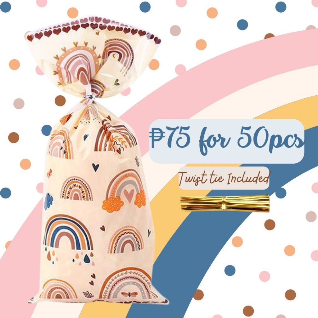 FP1696 (50PCS)Rainbow Boho 12X27 CM Plastic Goodie Bags Party Candy ...