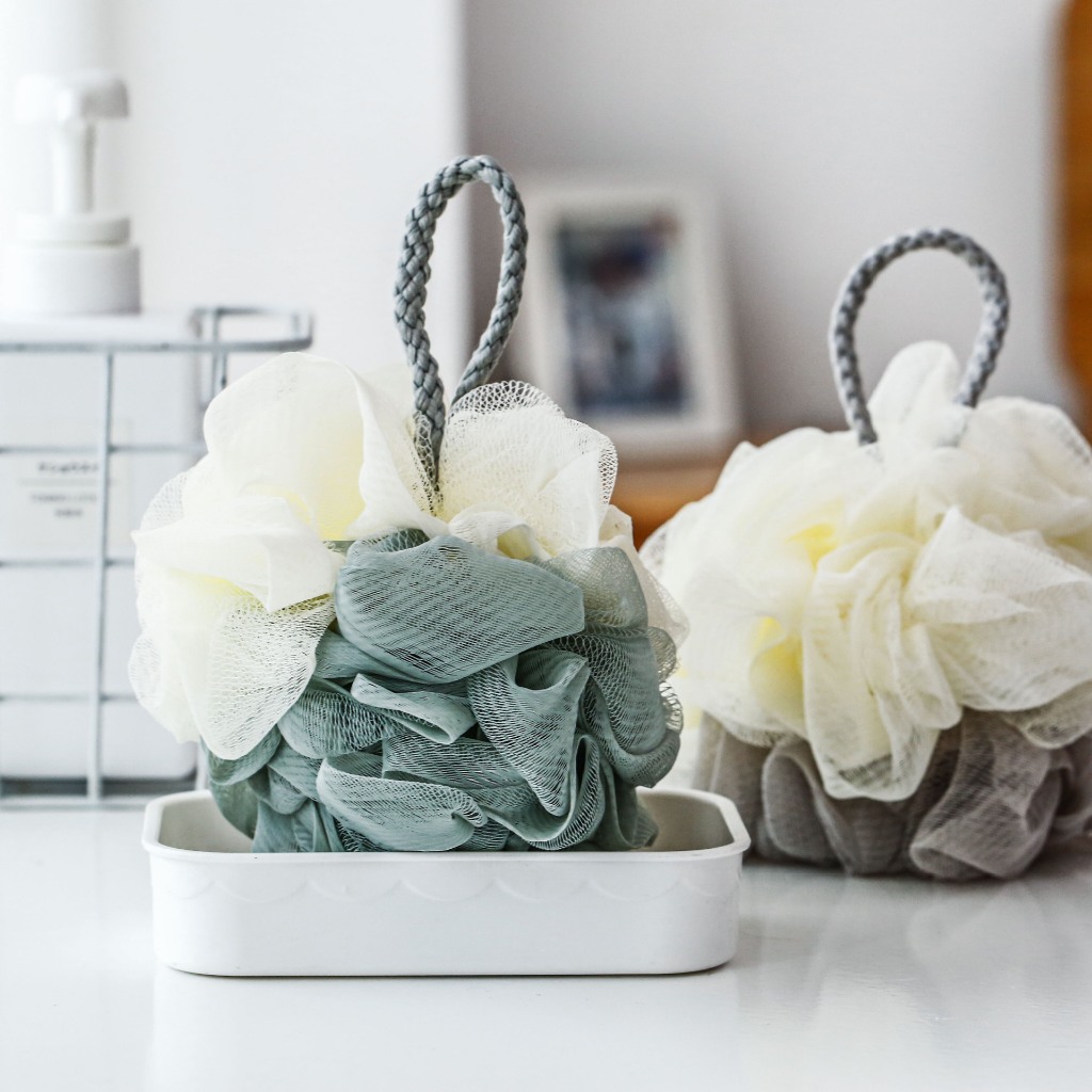 Double Bath Ball Soft Foaming Sponge Body Scrub Exfoliating Back Brush ...