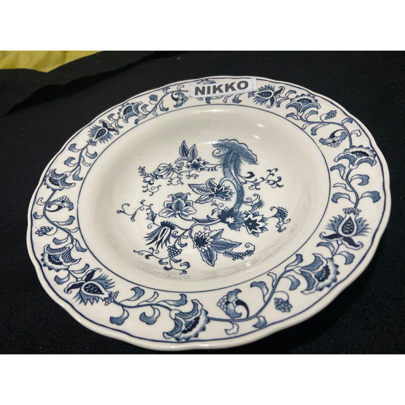 4 pieces branded deep plates nikko with blue floral designs from Japan ...