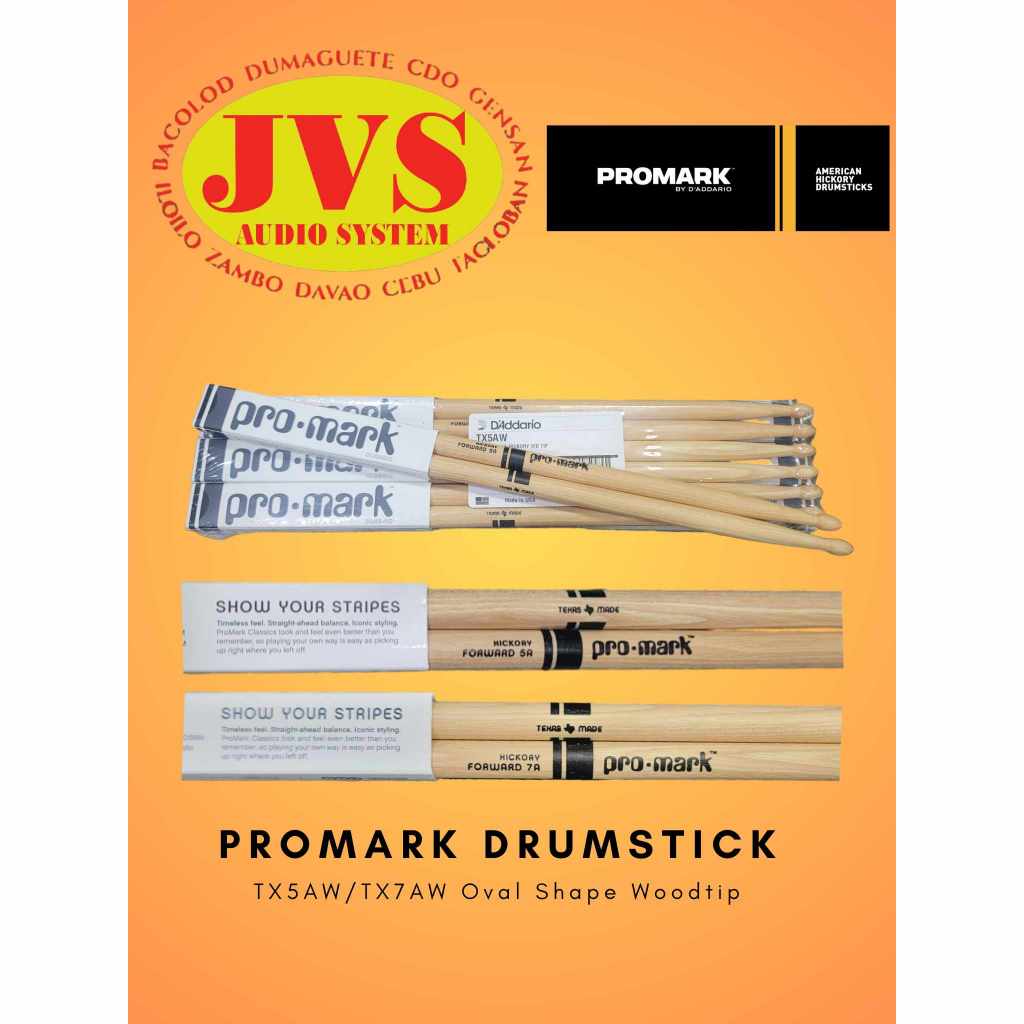 Promark TX5AW/TX7AW Classic Forward 5A/7A Hickory Drumstick - Oval Wood ...