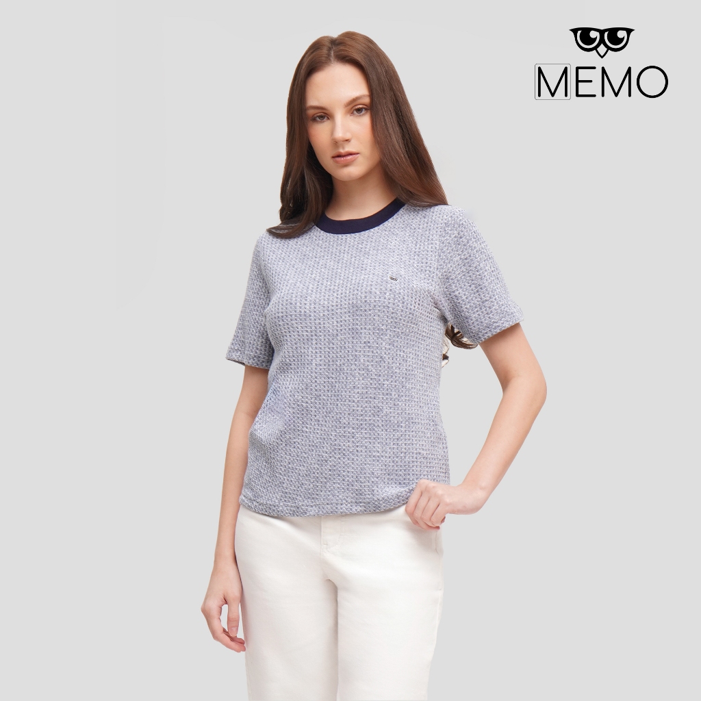 Memo Textured T-Shirt For Women (Light Blue) | Shopee Philippines