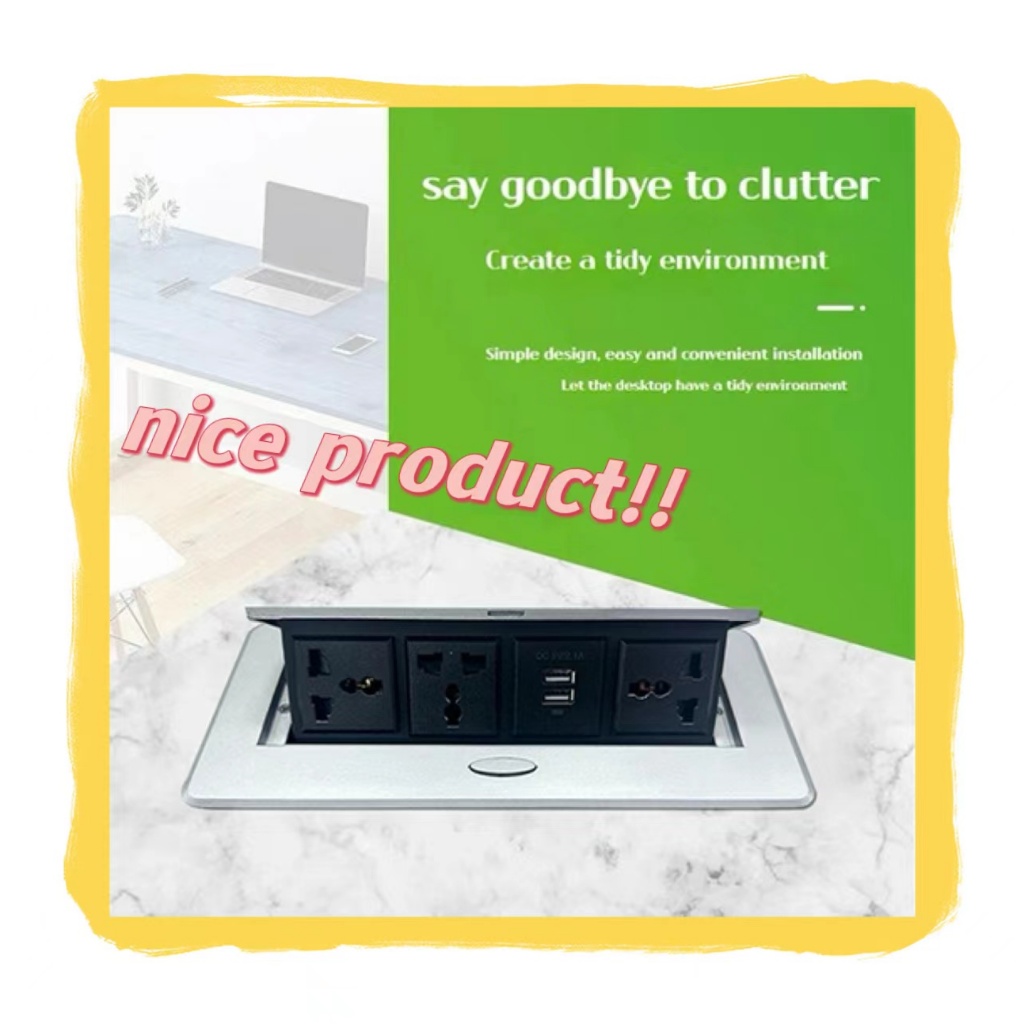 Desktop socket USB charging universal socket slow pop-up black silver ...