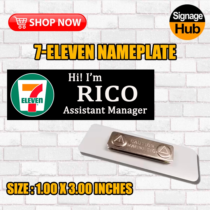 Personalized 7-ELEVEN Nameplate | 1 x 3 inches | Waterproof Print ...