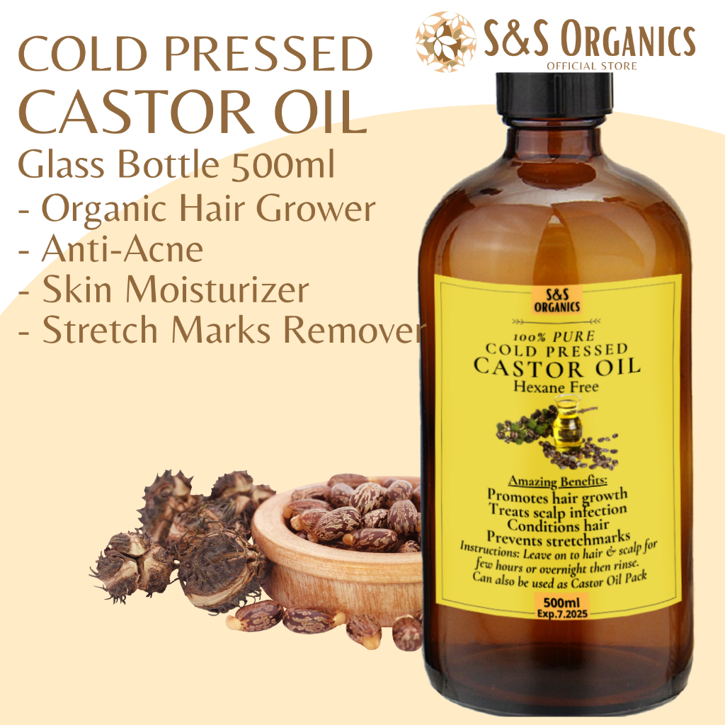 Pure Cold Pressed Castor Oil Organic Hair Grower and Beauty Oil 500ml ...