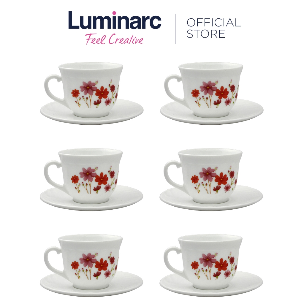 Luminarc Country Flower Tempered Glass 22cl Coffee Mug Glass Tea Cup ...