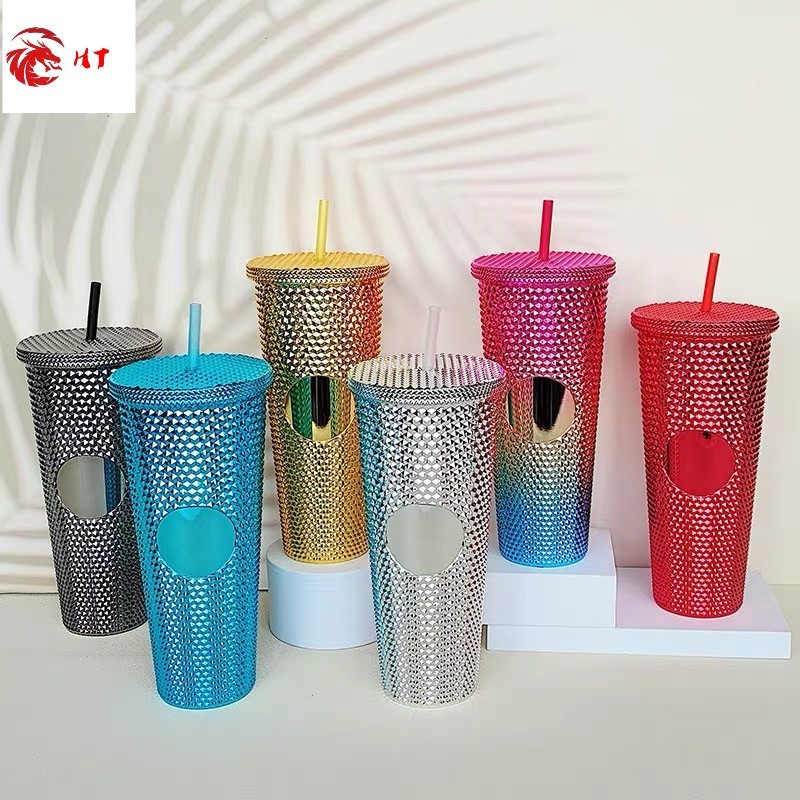 Durian Cup Acrylic Crystal Plastic Studded Tumbler Cup Double Wall ...