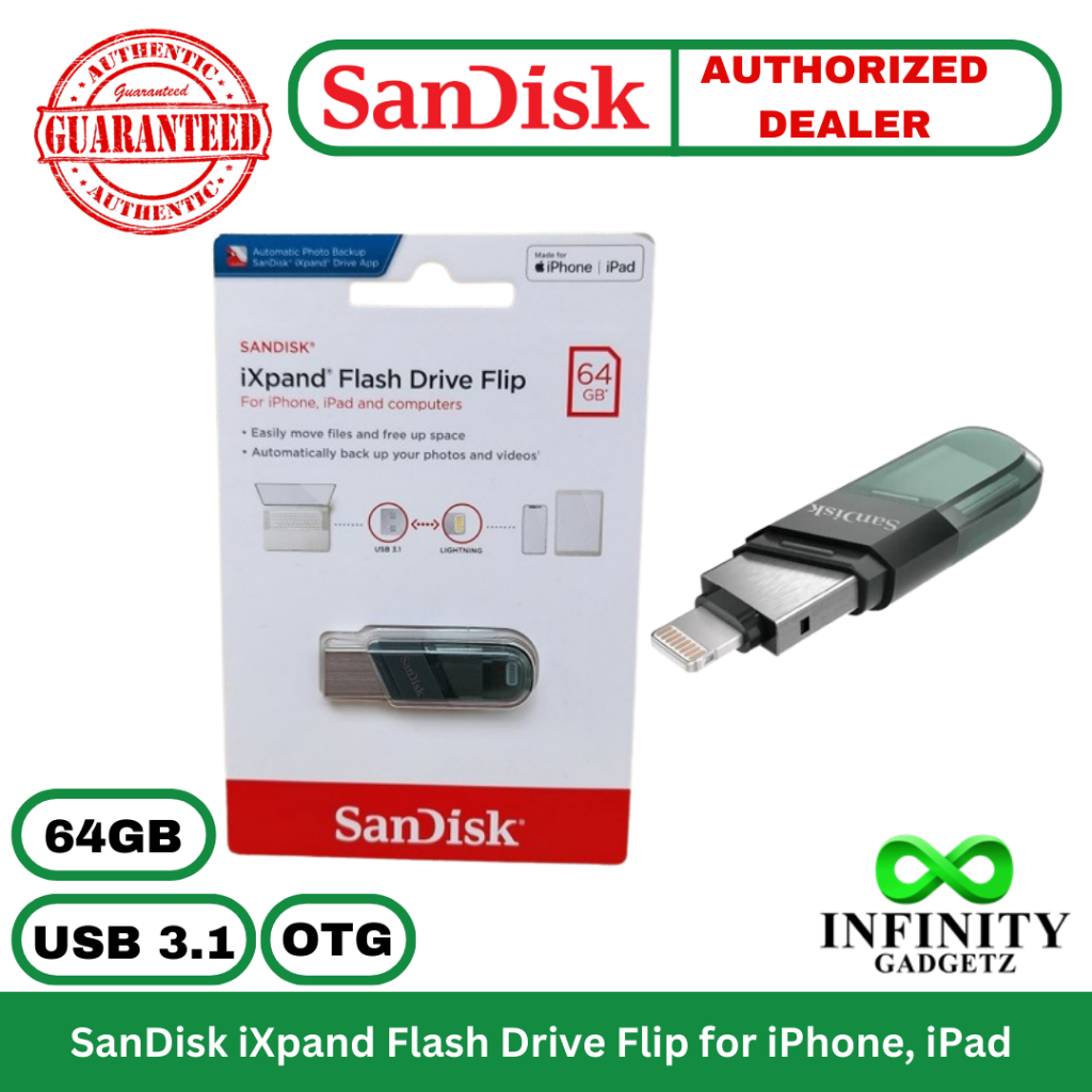 SanDisk iXpand Flip 64GB Flash Drive OTG for iPhone and iPad | Shopee ...