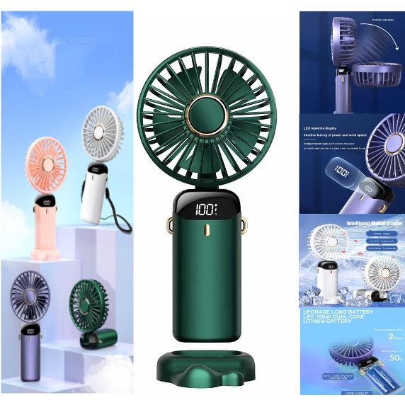Portable 5-speed Mini Fan USB Rechargeable Adjustable Cooling Fan ...