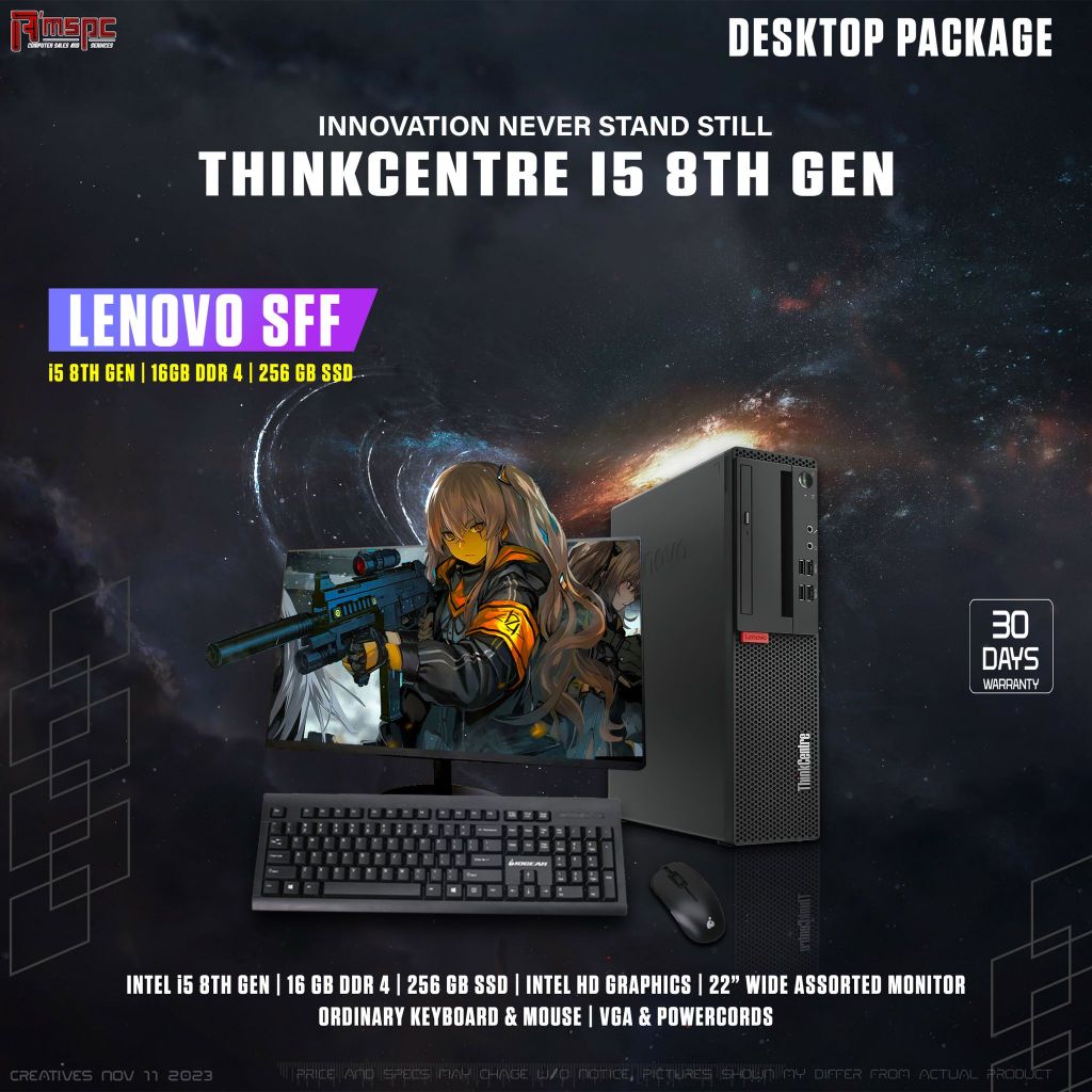 COMPUTER SET LENOVO SFF I5 8TH GEN 16GB RAM DDR4 256GB SSD 22 INCHES ...