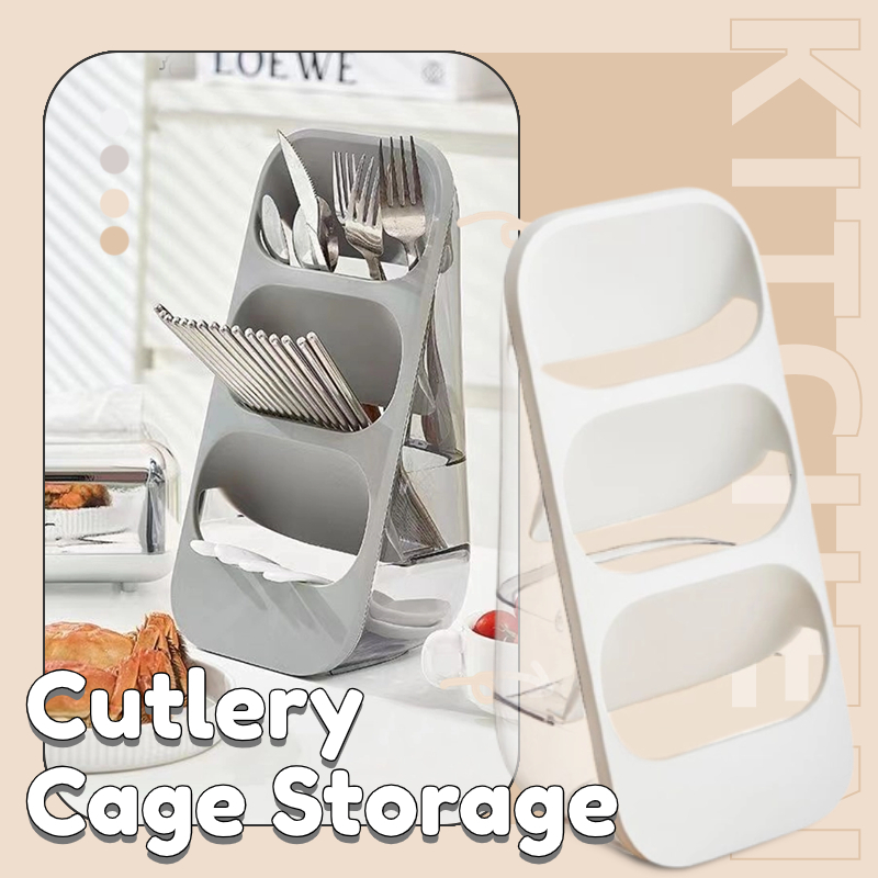 3Layer Tilt Insert Cutlery Cage Storage Utensil Holder Kitchen Desk ...