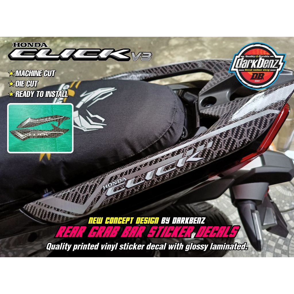 Honda Click Version 3 Rear Grab Bar Printed Sticker Decal | custom made ...