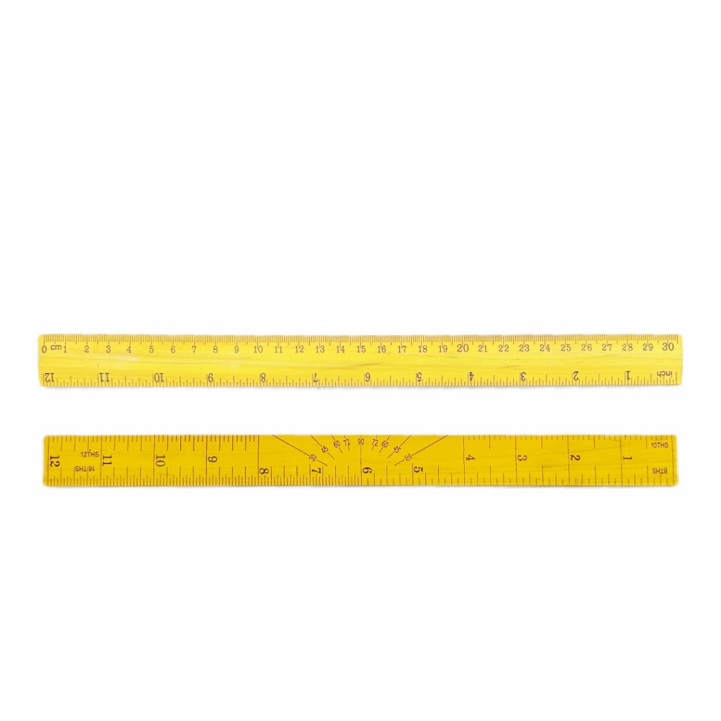 12Inch Wooden Yellow Ruler School Office Supply Measuring Tools double ...