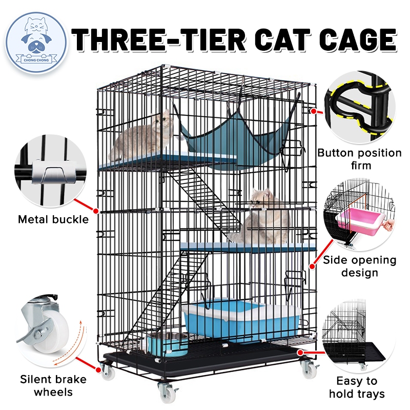 【Ready Stocks】Foldable Large Space Cat Cage Easy Assemble Cage For Cat ...