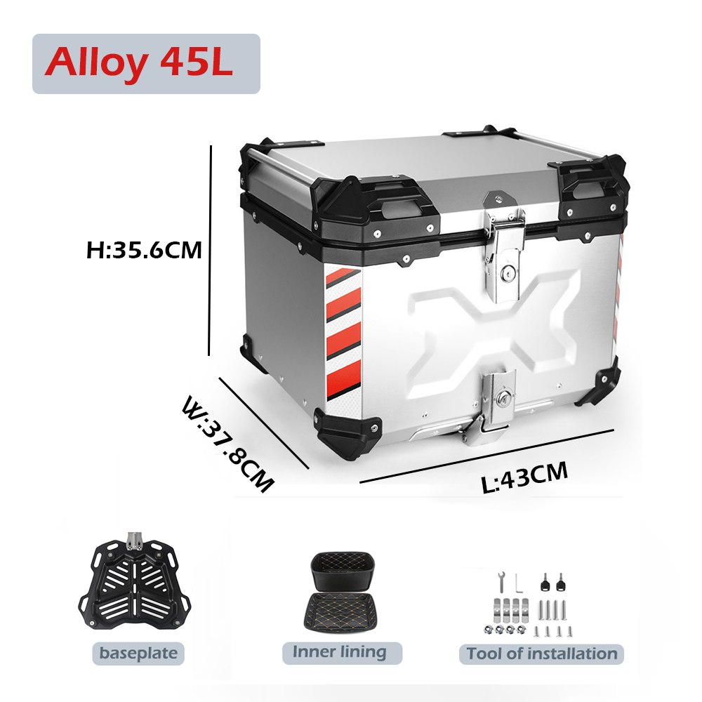 Top box for motorcycle alloy top box 45 liters large-capacity trunk PP ...