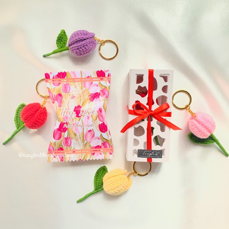 Tulip Keychain Crochet by TANGLED FLORAL CROCHET | Shopee Philippines