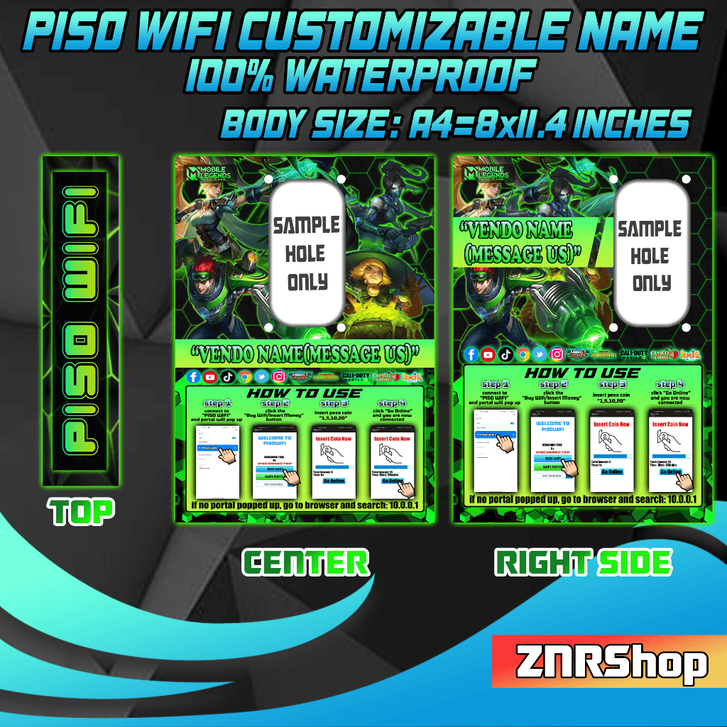 Stickers for Piso Wifi(Waterproof) Green Customizable Name High Quality ...