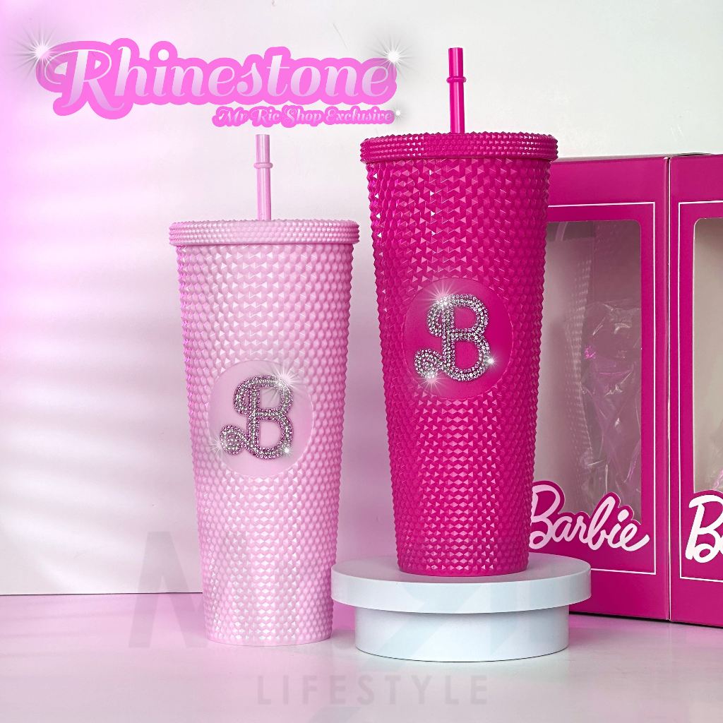 710ml Rhinestone Barbie Straw Durian Cup Double Wall BPA Free With Gift ...