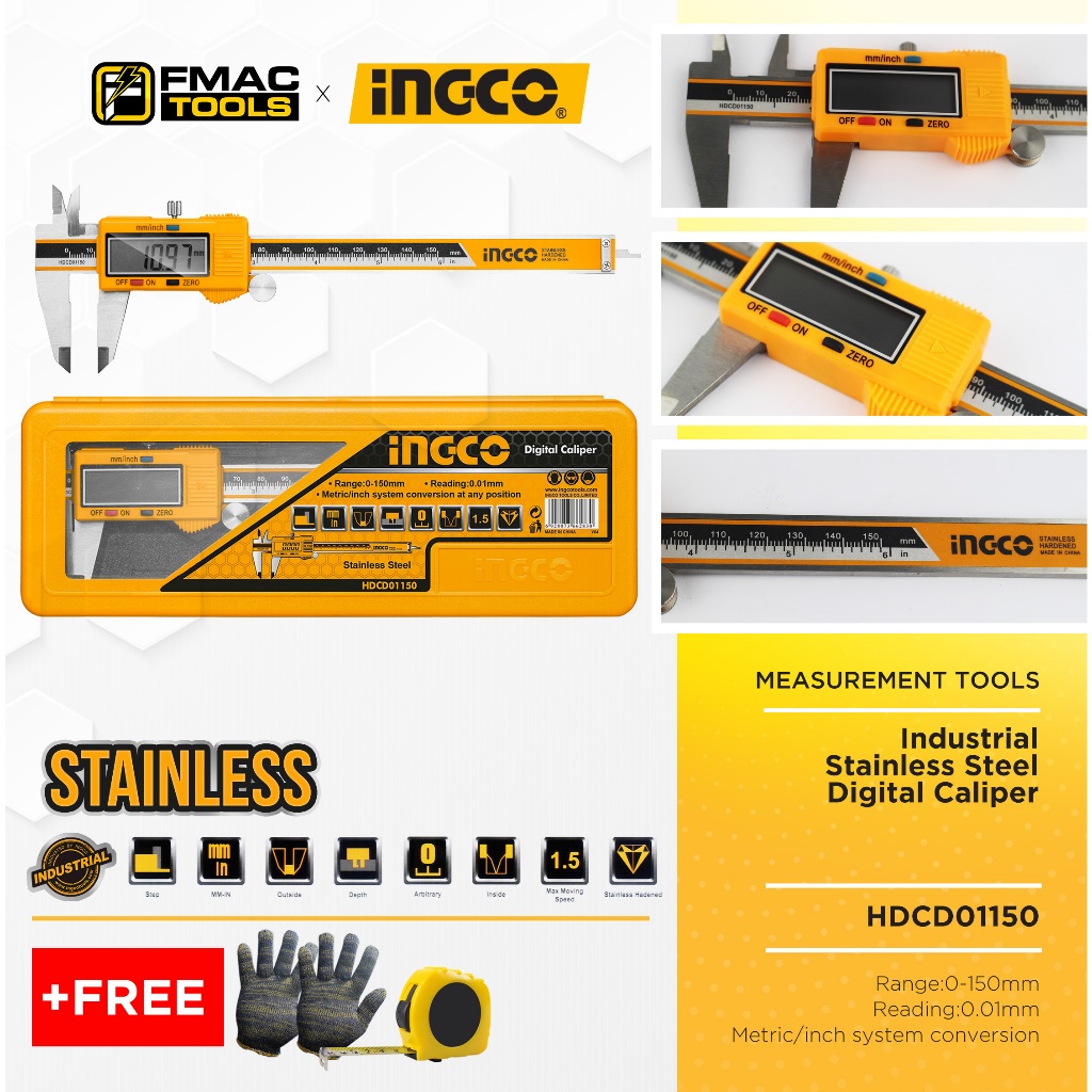 INGCO Industrial Stainless Steel Digital Caliper HDCD01150 + FREEBIES ...