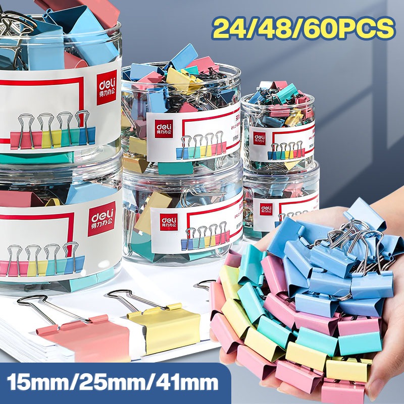 24Pcs/canister Binder clip Fold Back Clip color carton pack School ...
