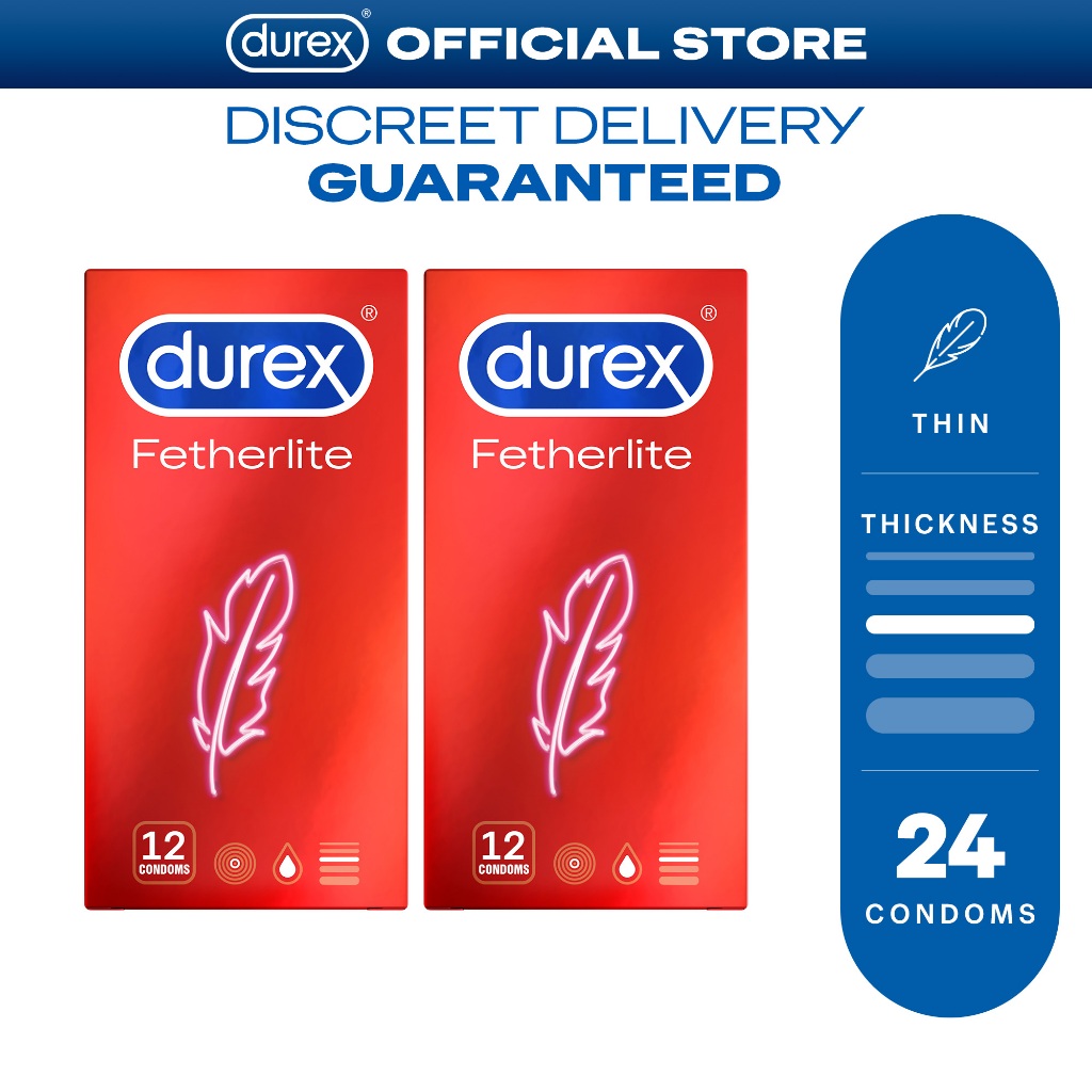 Durex Fetherlite Thinner Lubricated Condoms 12s (Set of 2 - 24 Condoms ...