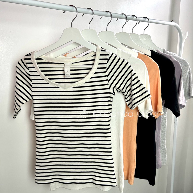 H&/M Basic Ribbed Shirt (3/4) Sleeves Top | Authen/tic Overruns | Plain ...