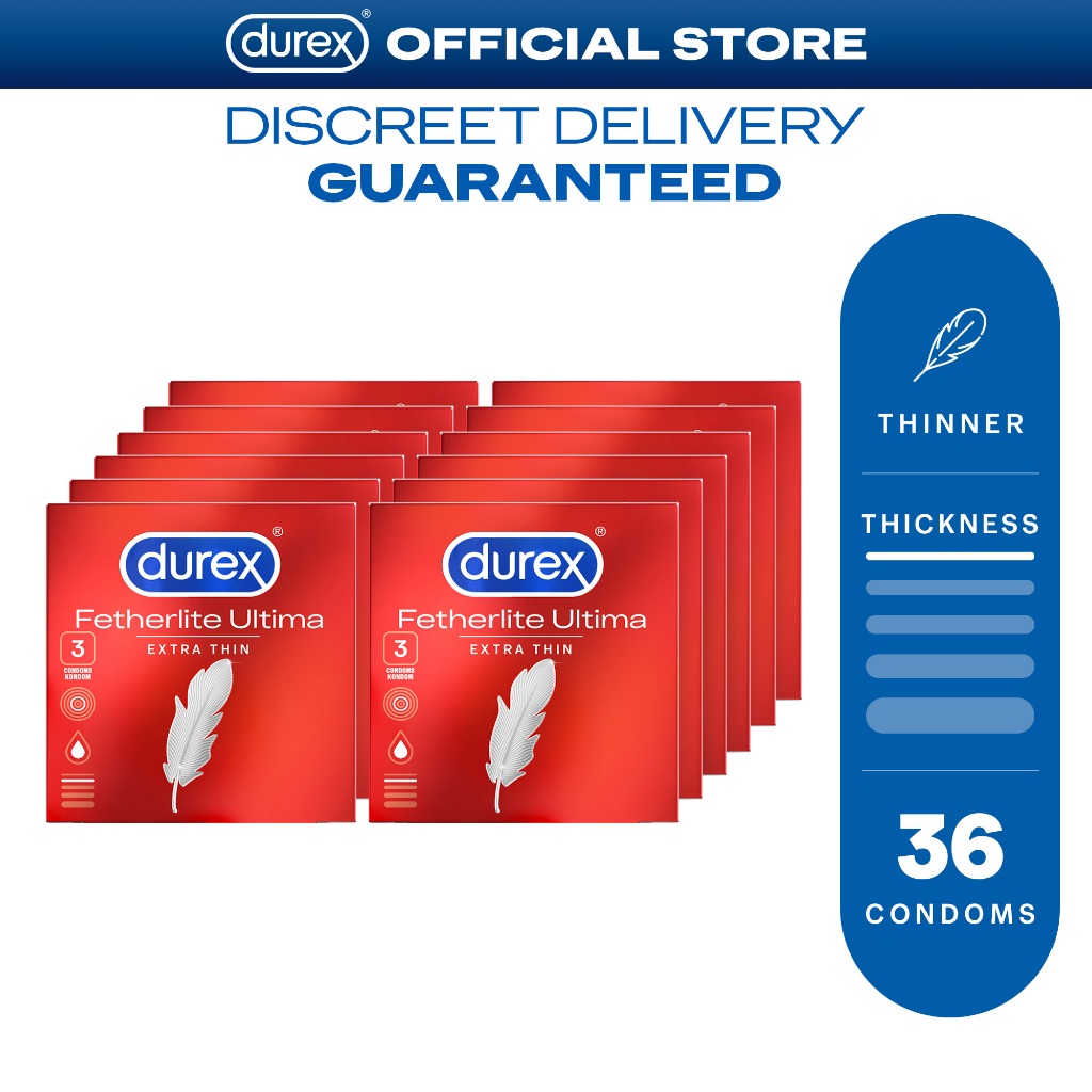 Durex Fetherlite Ultima Extra Thin Lubricated Condoms 3s (Set of 12 ...