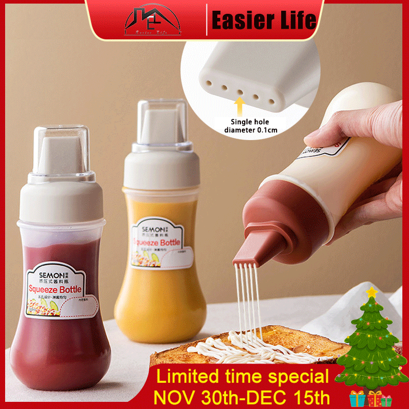 380ml 5 holes Dispenser SqueezeKetchup Sauce Mayon Mustard Oil Salad Honey Dressing Cruet Jar ...
