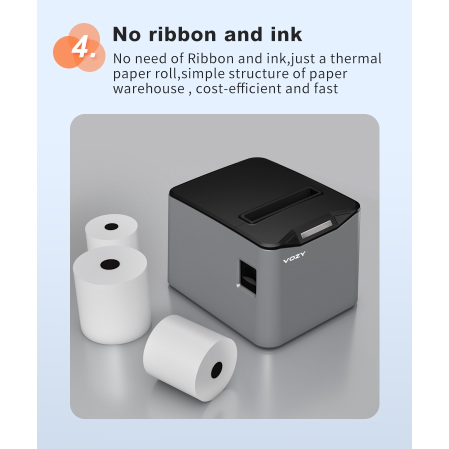 VOZY G80 80mm Receipt Printer Bluetooth + USB Thermal POS Printer Auto ...