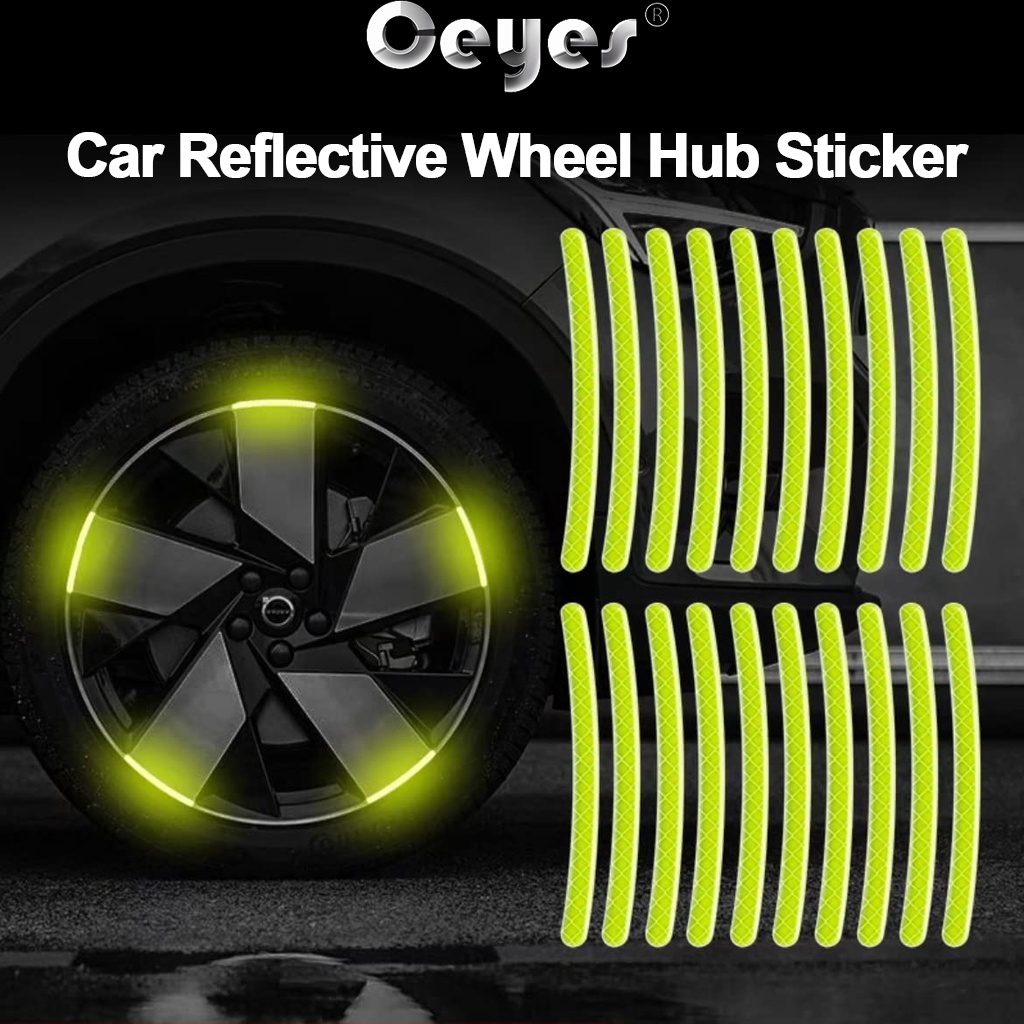 Ceyes Car Reflective Stickers Wheel Hub Sticker Car Motorcycle Wheel ...