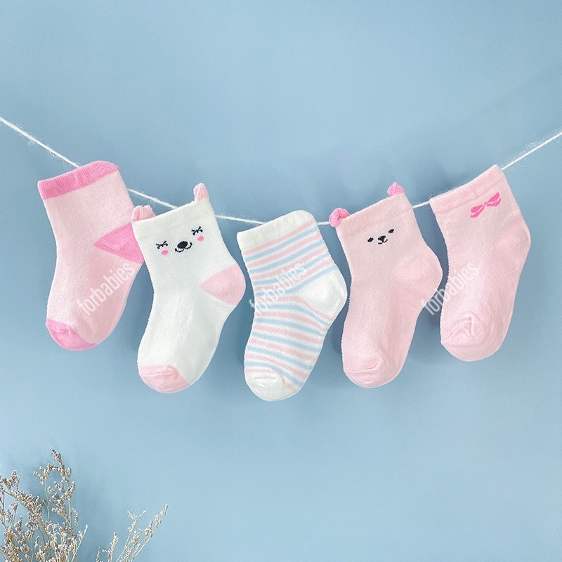 5 Pairs/Set Cute Soft Infant Kids Cotton Baby Socks Newborn 0-3 Years ...