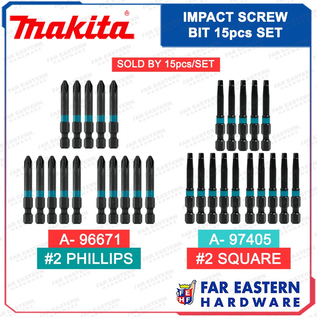 MAKITA Power Impact Screw Bit Phillips | Square Recess 2" Screwbit ...