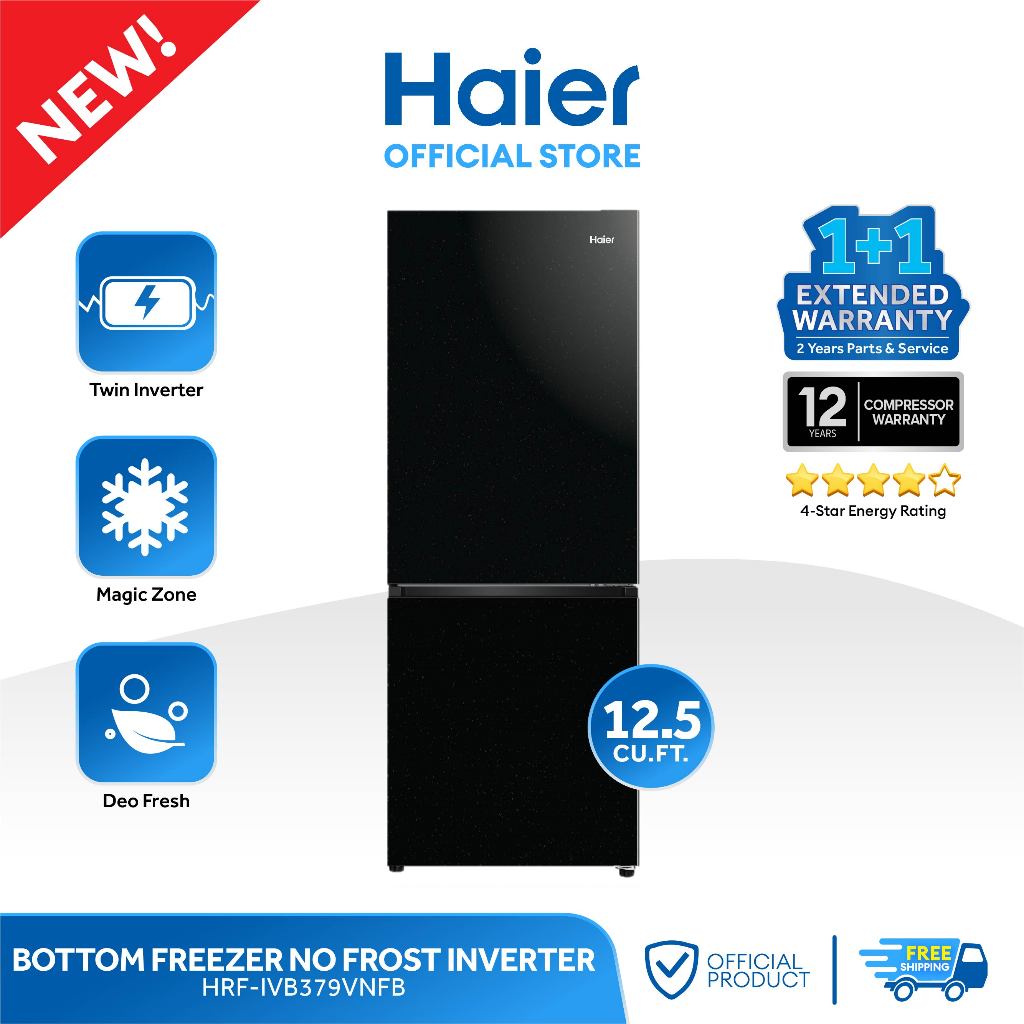 Haier HRF-IVB379VNFB 12.5 cu. ft. Magic Cooling No Frost Bottom Freezer ...