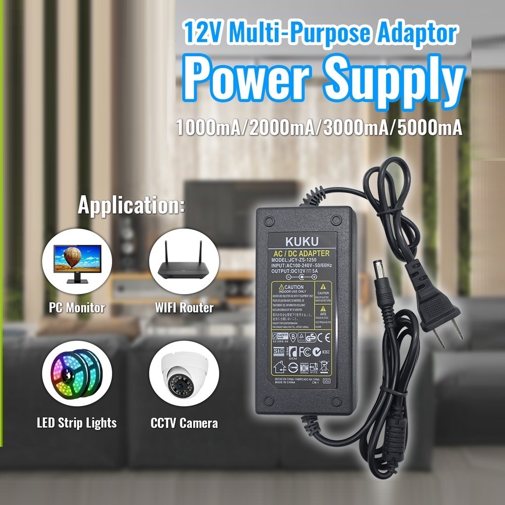 12V 5A LED Monitor TV Adapter Charger | Shopee Philippines