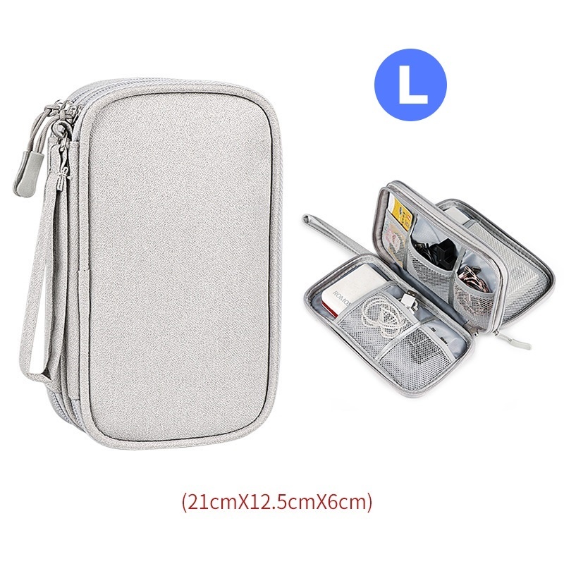 Portable Organizer Double Layer Cable Storage Pouch Gadget Bag ...