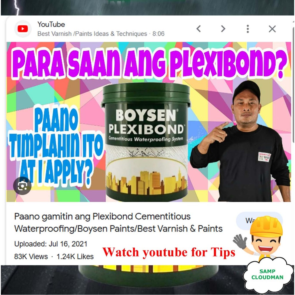 Boysen Plexibond Cementitious Waterproofing #7760 Gallon Size 4 Liters 4L Flexible Waterproof ...