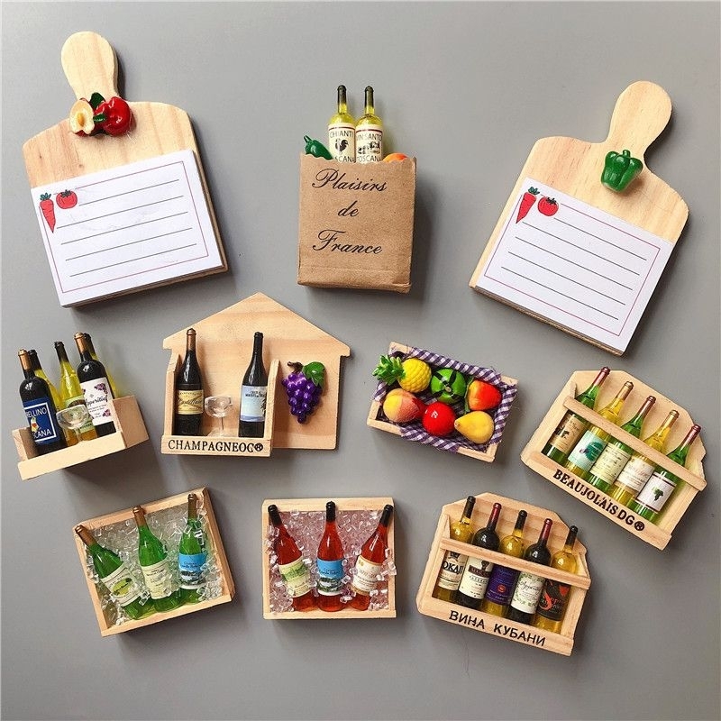Refrigerator Magnet Wine Bottle Shape Wooden Ref Magnet Design | Shopee ...