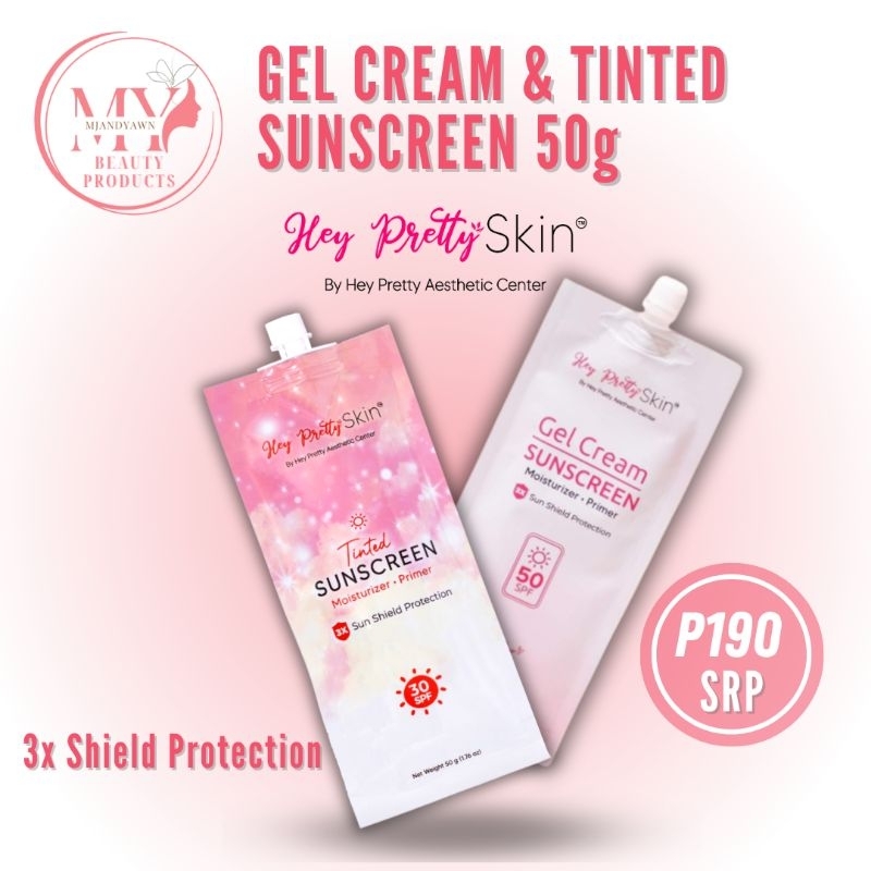 Hey Pretty Skin Gel Cream Sunscreen spf 50 and Tinted Sunscreen spf 30 ...