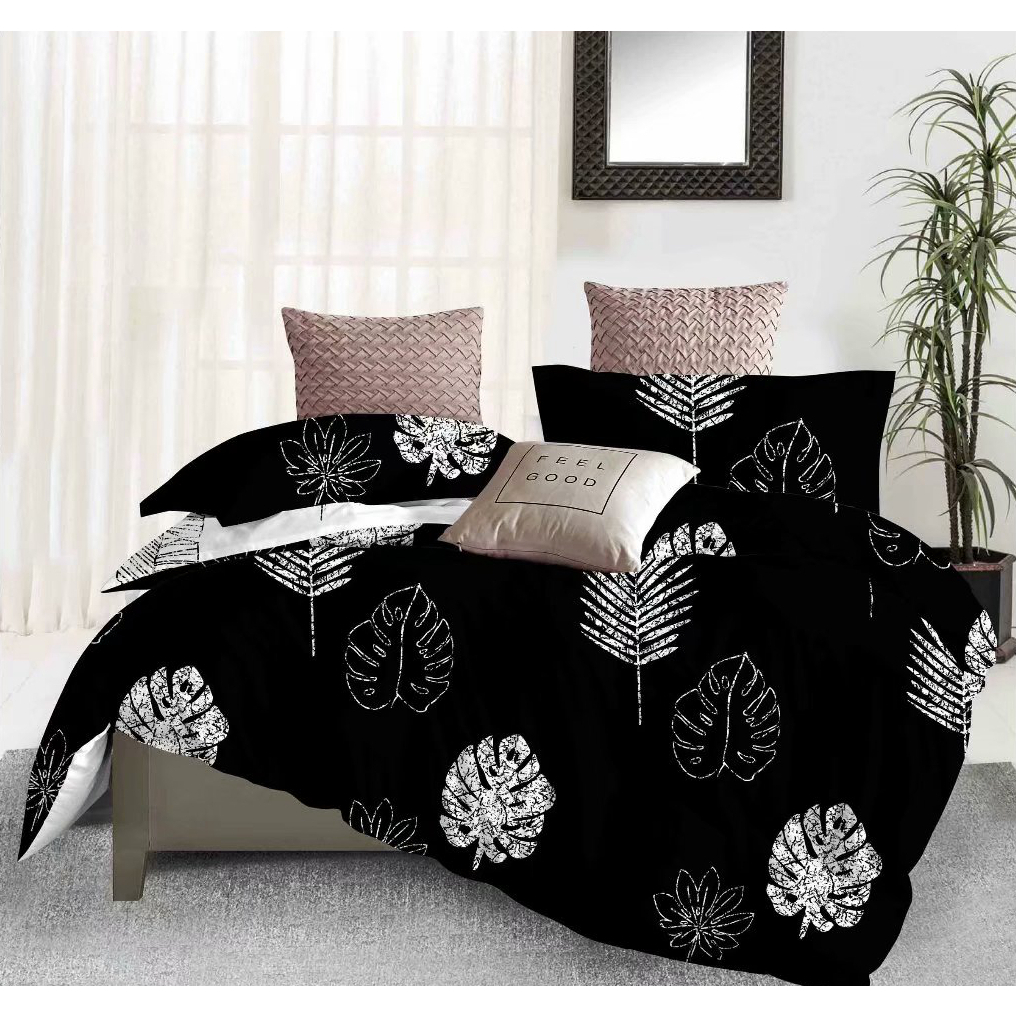Angbon 3 In 1 Queen Size Black & White Elegant Design Bedsheet Set 60 ...