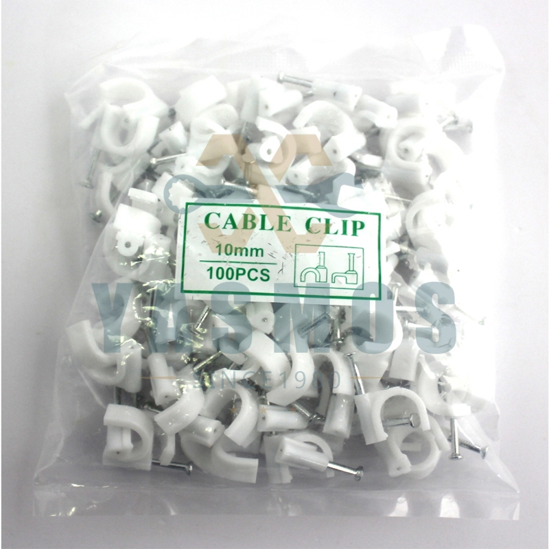 100PCS PVC Cable Clip Round And Flat 5mm-14mm Telephone Wires Nail Clips 100pcs/Per Pack ...