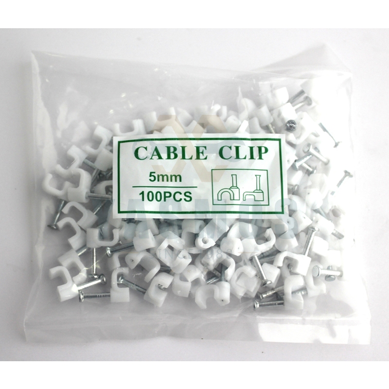100PCS PVC Cable Clip Round And Flat 5mm-14mm Telephone Wires Nail Clips 100pcs/Per Pack ...
