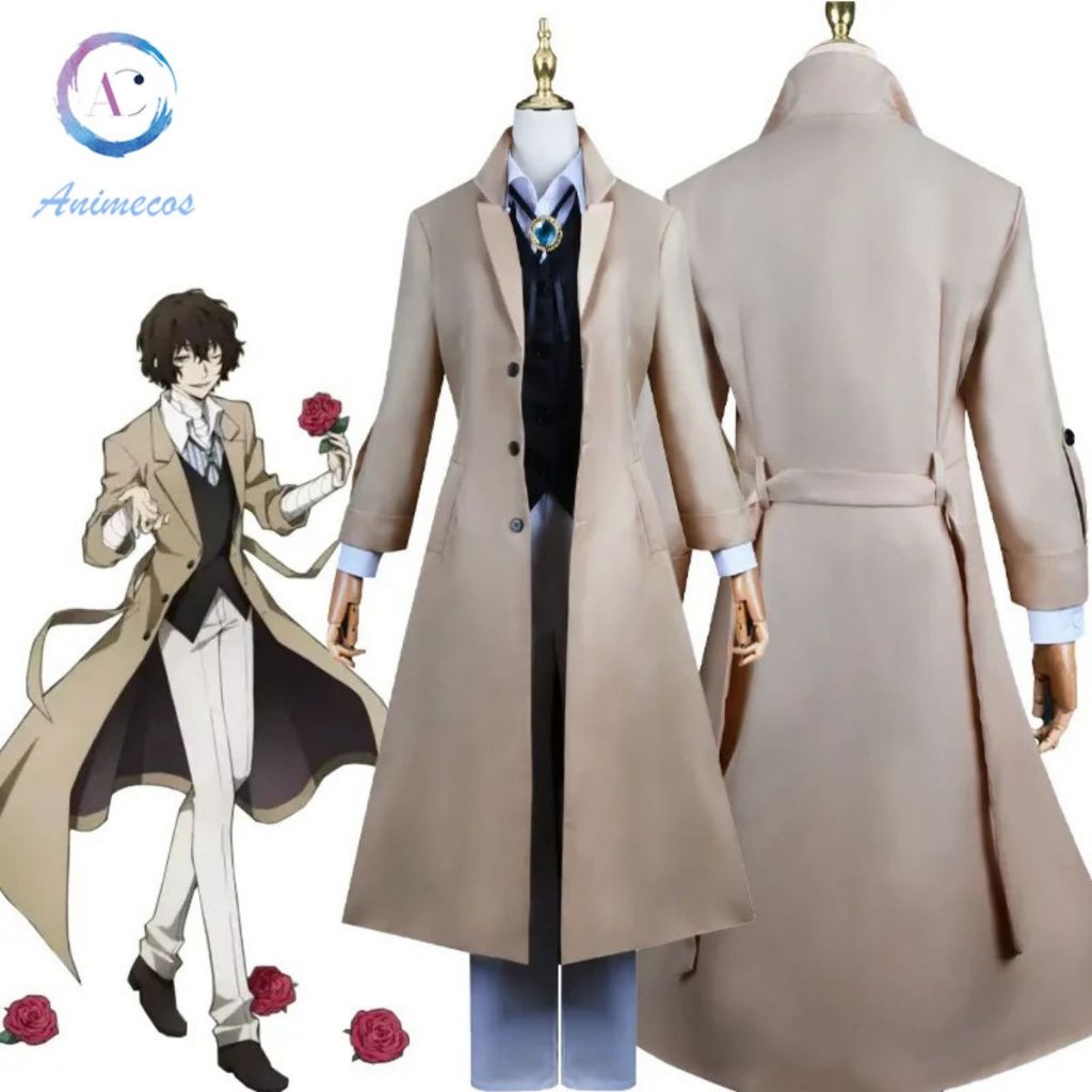 Anime Costume Bungo Stray Dogs Dazai Osamu Cosplay Set Black Jacket ...