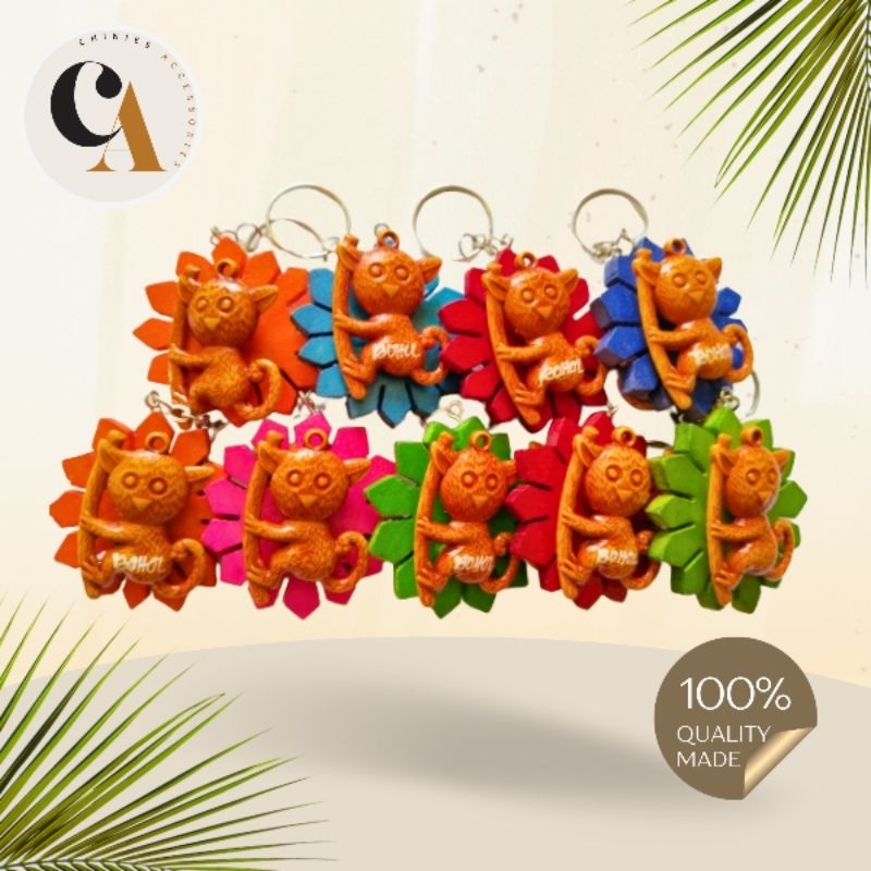 Bohol Tarsier Wood Keychain Souvenirs with Face Back-to-Back (sold per ...