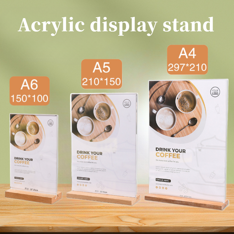Acrylic Stand Display T-Shape A4 A5 A6 Double Sided Paper Holder Clear ...
