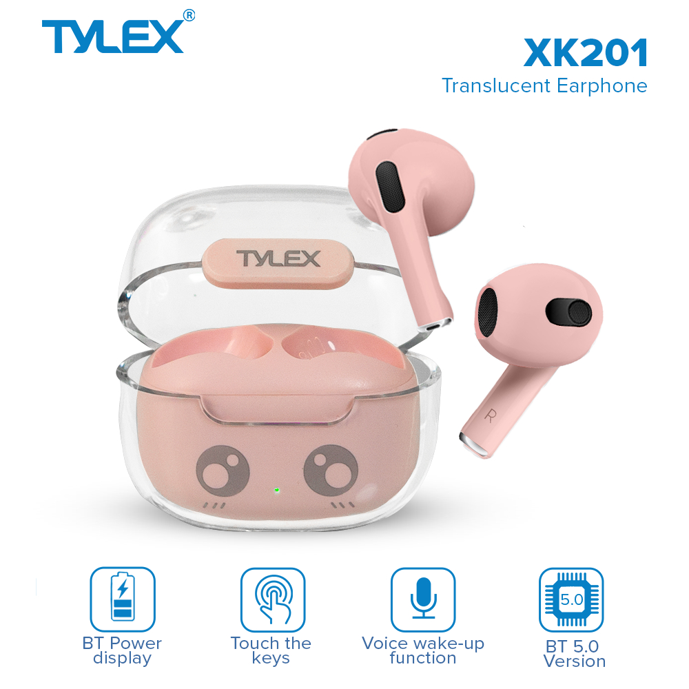 TYLEX XK201 Translucent Mascot Wireless Earphones Bluetooth 5.0 Type-C ...