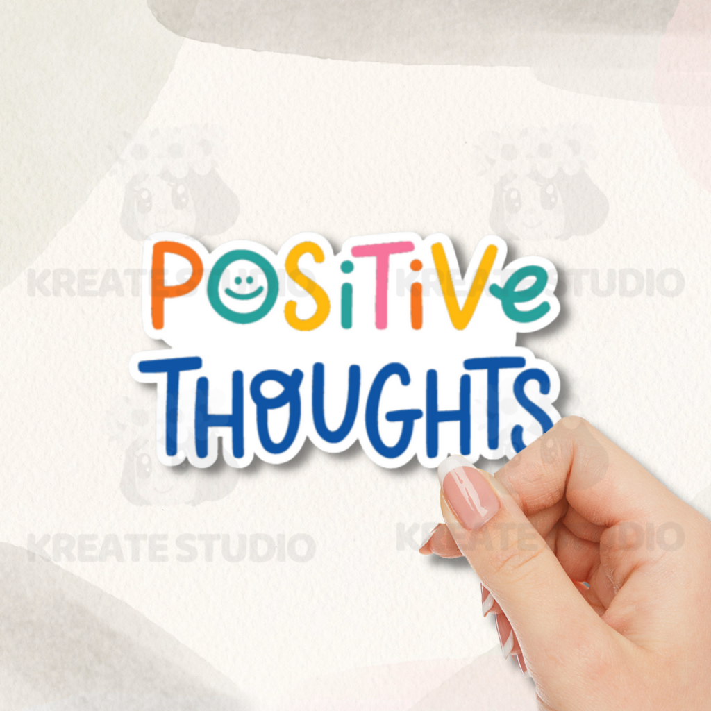 POSITIVE THOUGHTS | Laminated Waterproof Sticker for Tumblers and more ...