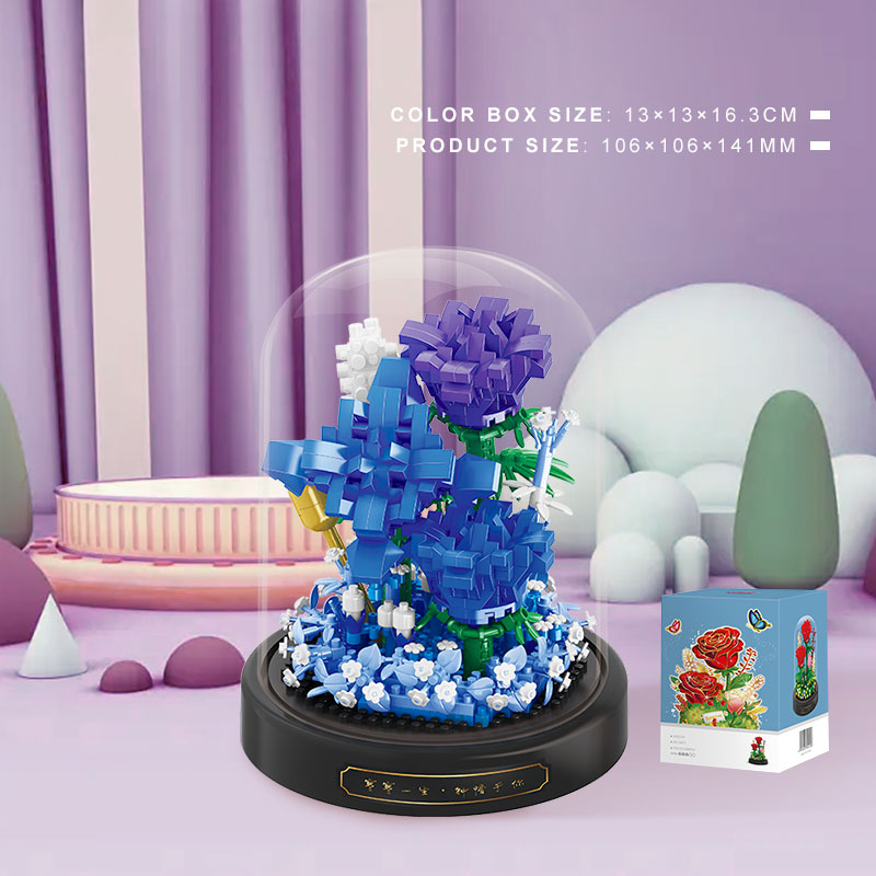 Flowers Set Building Blocks Toys Tulips Rose Sunflower with Glass Cover ...