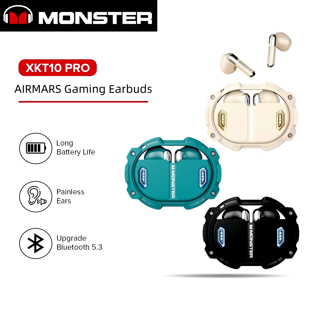 Monster AIRMARS XKT10 Pro Gaming Earbuds Stereo Surround HD Voice Call ...