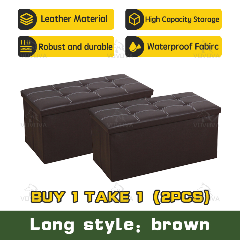 Ottoman Storage Stool Waterproof Leather Sofa Storage Box Large Sofa ...