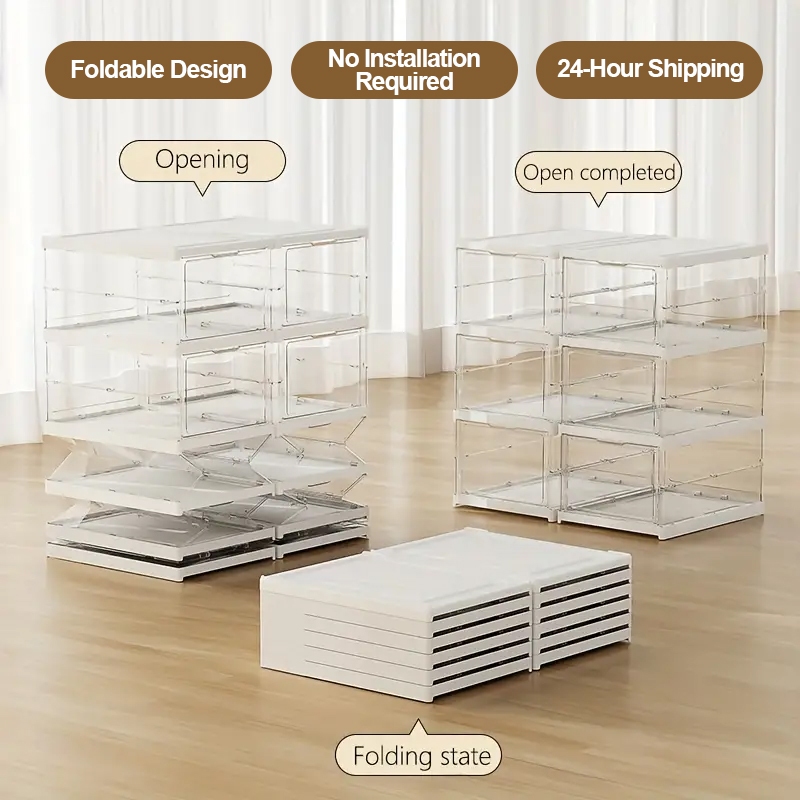 Foldable Stackable Shoe Box Rack cabinet Organizer Storage Case Set Shoes Rack Installation ...